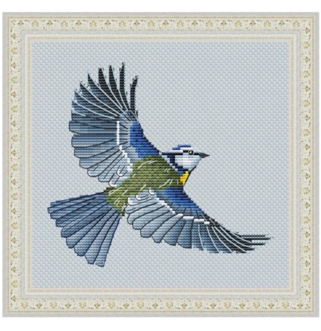 Blue Tit Flying Counted Cross Stitch Pattern - Etsy