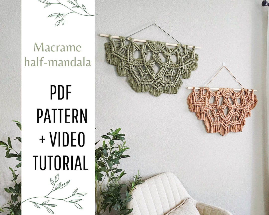 Large Half Mandala Macrame Pdf Wall Hanging Pattern AND Video Tutorial. Advanced Pattern. - Etsy