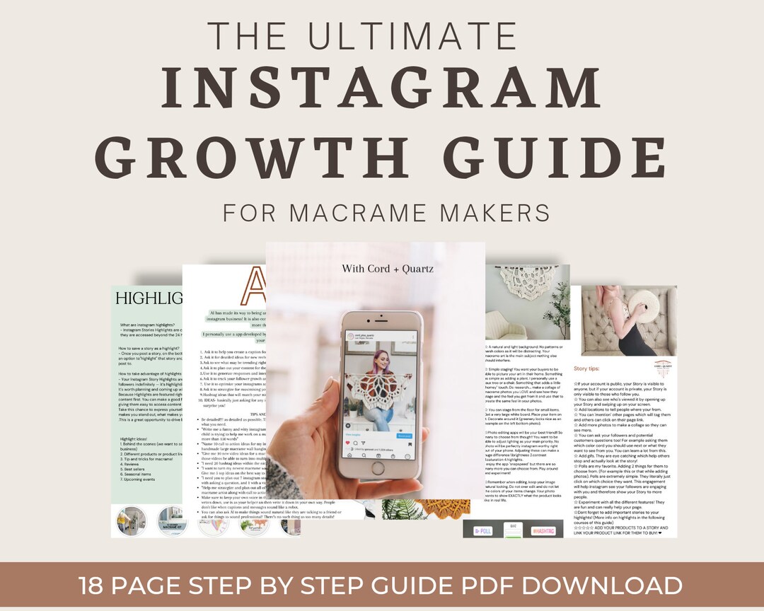 Instagram Growth Guide for Macrame Makers. FULL Ultimate Guide. PDF on ...