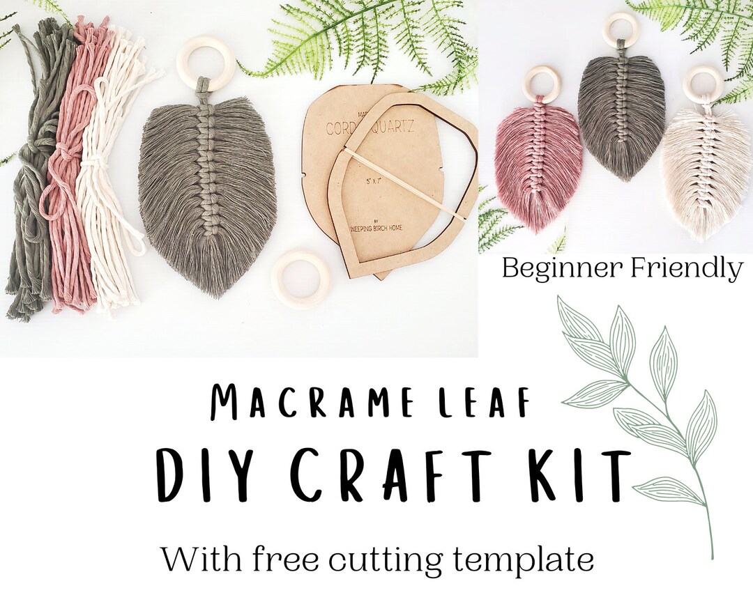 Macrame Leaf/feather DIY Craft Kit. Craft Kit for Adults. DIY Home ...