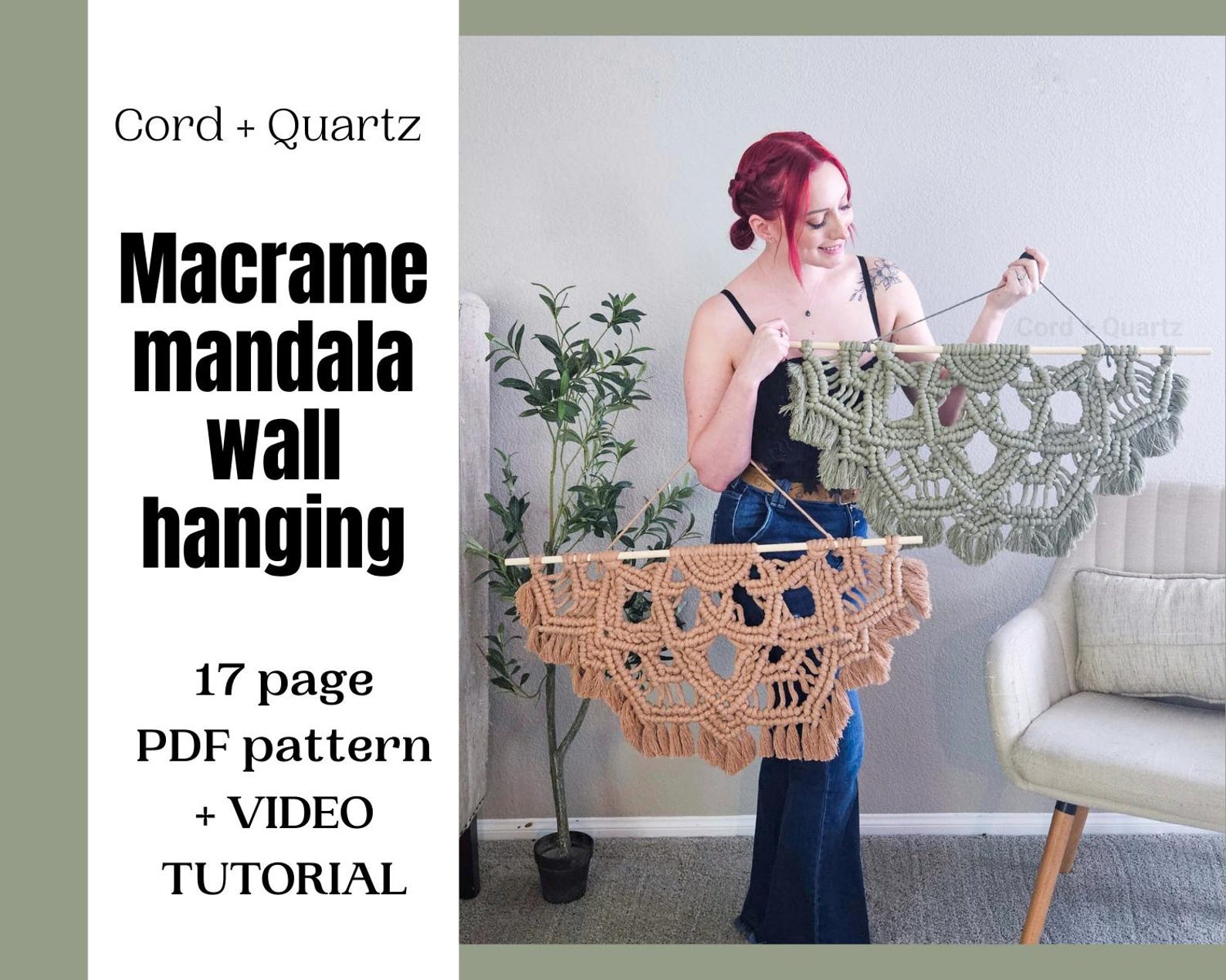 Large Half Mandala Macrame Pdf Wall Hanging Pattern AND Video Tutorial ...