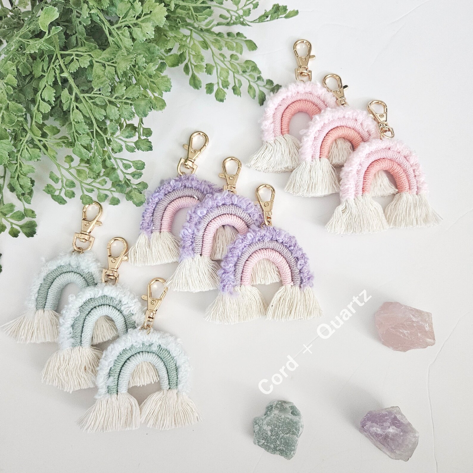Macrame Rainbow Keychains. Colorful Handcrafted Boho Accessories for ...