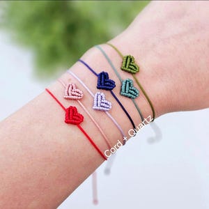 Macrame Mini Heart Bracelets. Adustable for Kids and Adults. Friendship ...