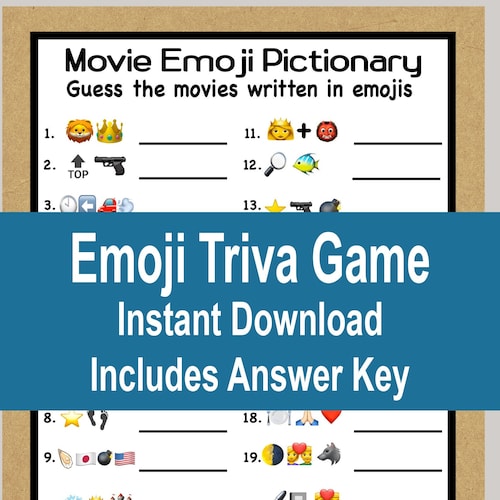Trivia Game Movie Emoji Trivia Birthday Party Game - Etsy