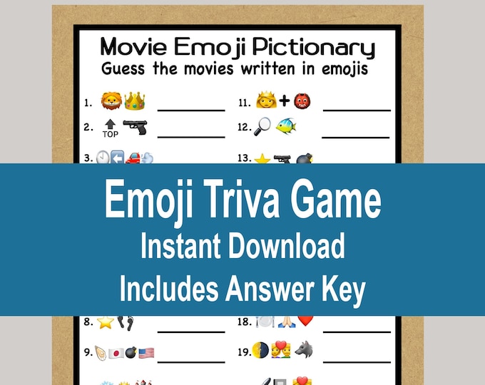Trivia Game, Movie Emoji Trivia, Birthday Party Game, Housewarming ...