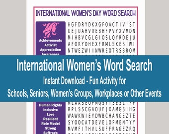 International Women's Day Word Search, Women's History Month School ...