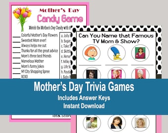 Famous Moms Match up Trivia Game, Mothers Day Games, TV Trivia Party ...
