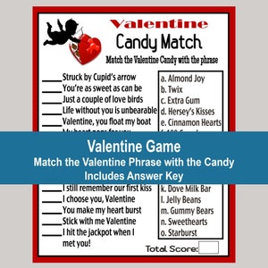 Valentine's Day Candy Match Game, Fun Valentine's Day Printable Games ...