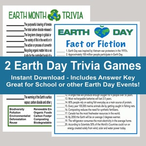 Earth Day Trivia Games, Printable Earth Day Quiz, Environment Trivia ...