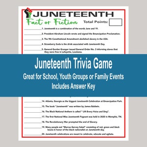 Juneteenth Trivia Game, Juneteenth Activity, Juneteenth School Game ...