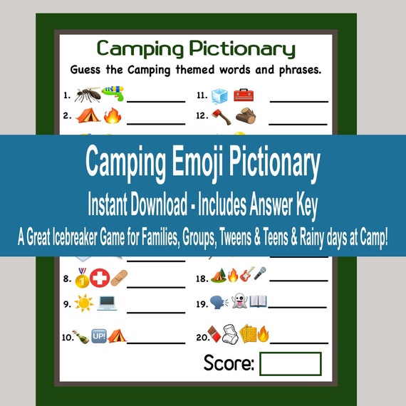 Camping Emoji Game Camp Pictionary Icebreaker Game Teen - Etsy
