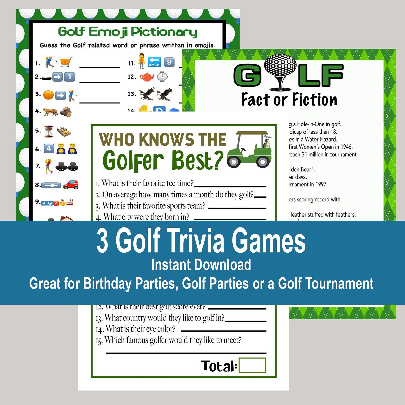 Golf Trivia Games, Golf Tournament Games, Golf Birthday Games ...