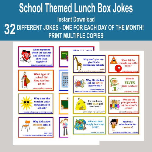 PRINTABLE Lunch Box Notes for Kids Lunch Cards School - Etsy