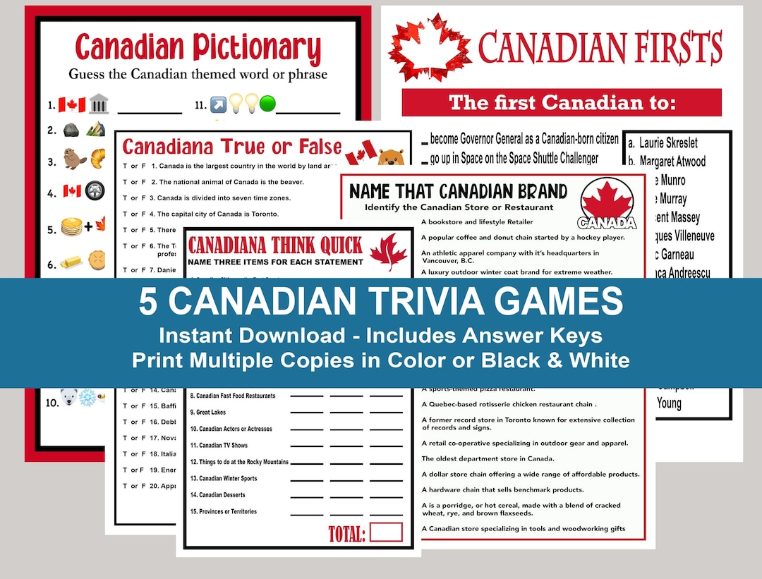 Canada Day Trivia Games, Canada Day Activities, Canadian Trivia Games ...