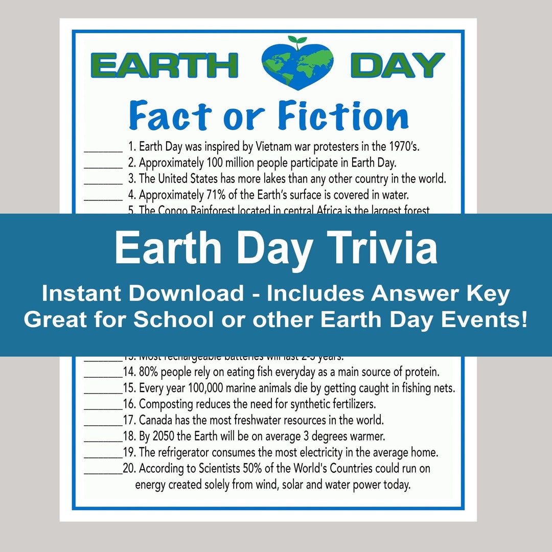 Earth Day Trivia, Earth Day Quiz, Environment Trivia, School Earth Day ...