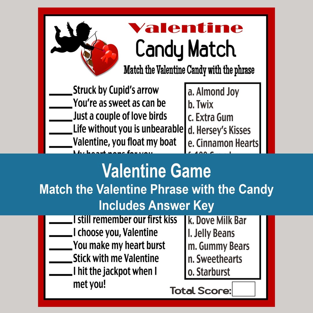 Valentine's Day Candy Match Game, Fun Valentine's Day Printable Games ...