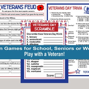 Veterans Day Games, Veterans Day Trivia, Veterans Day Classroom ...
