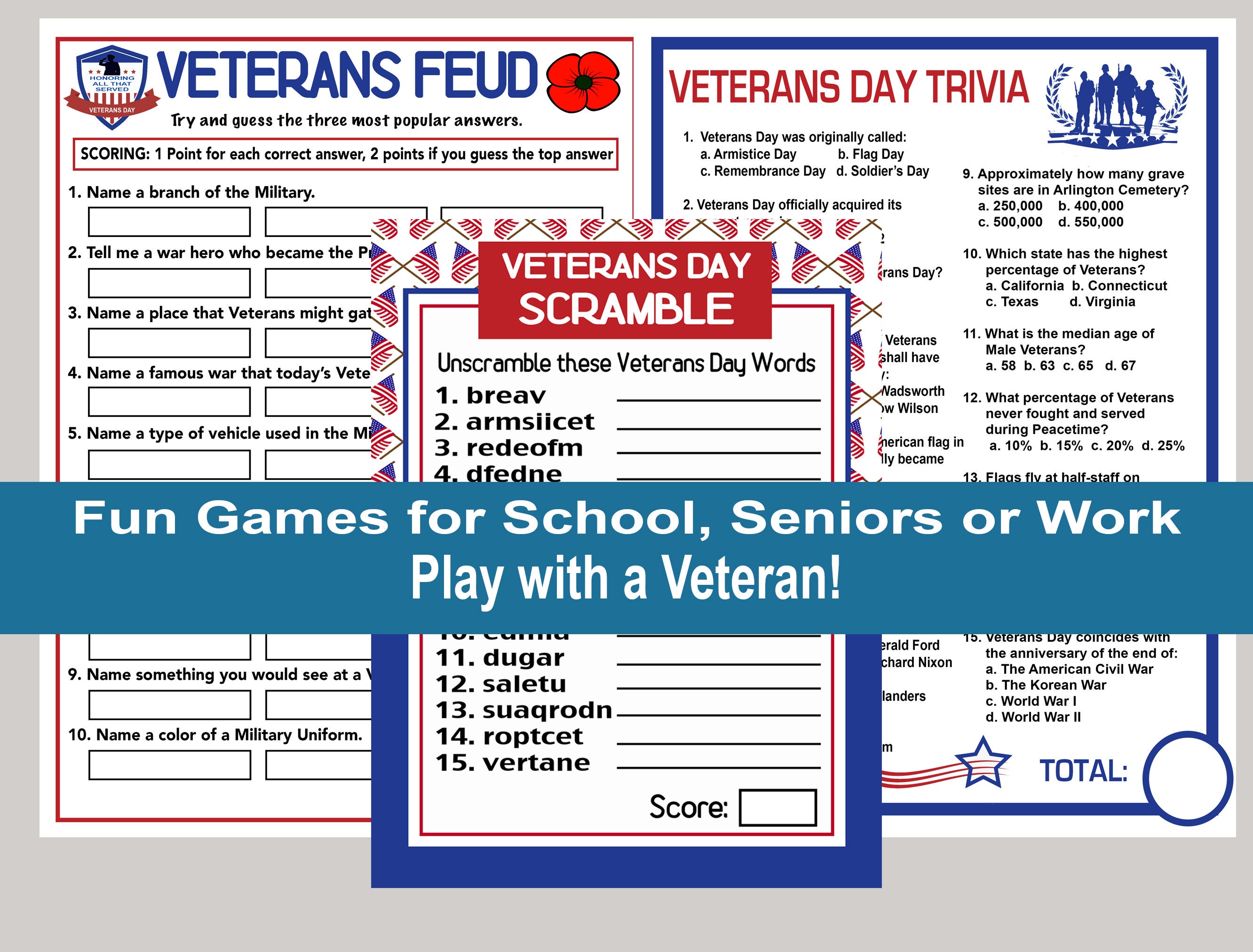 Veterans Day Games, Veterans Day Trivia, Veterans Day Classroom ...