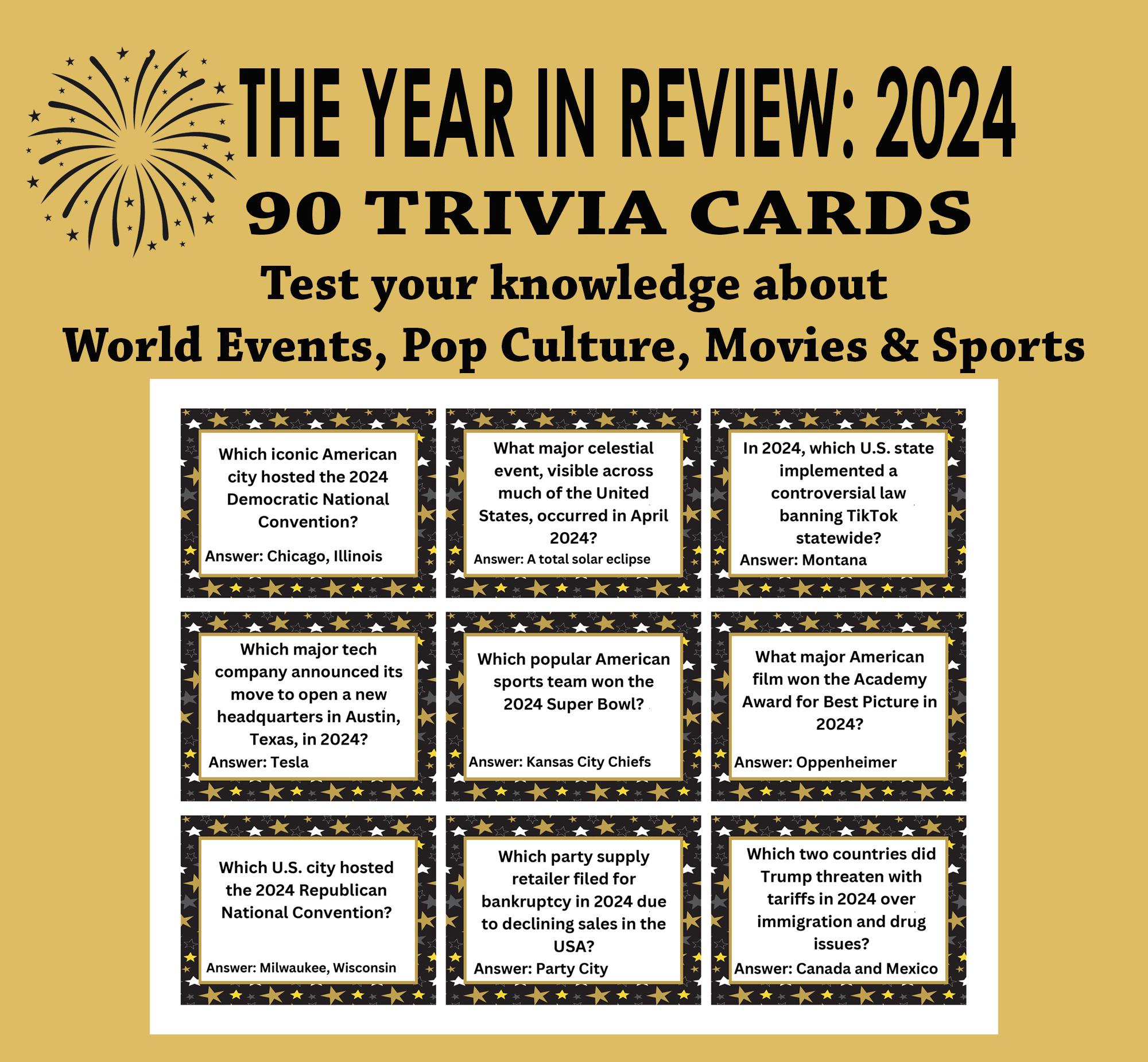 New Years Trivia Game, the Year in Review 2024, New Years Game for ...