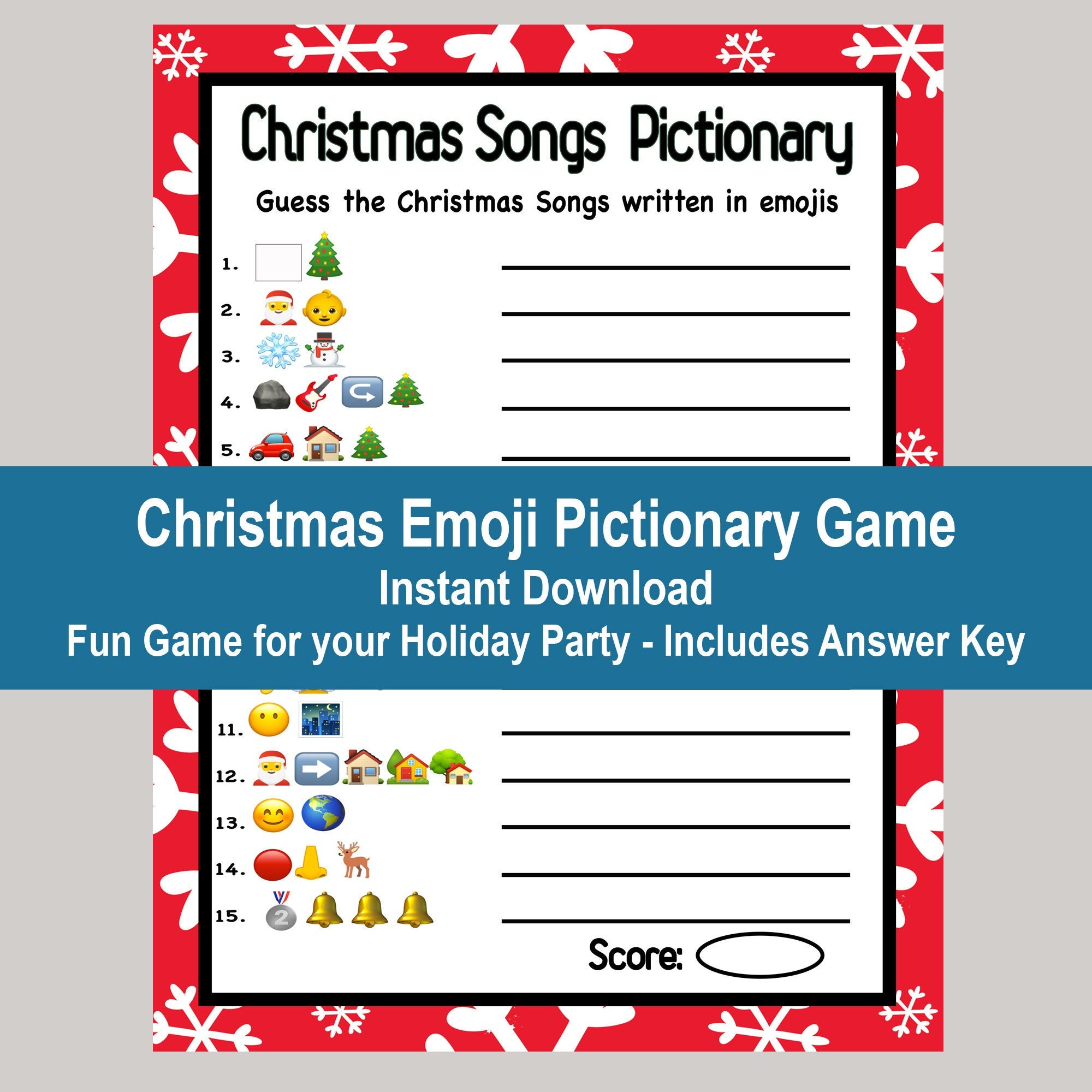 Christmas Songs Emoji Pictionary Game, Christmas Song Trivia, Xmas ...