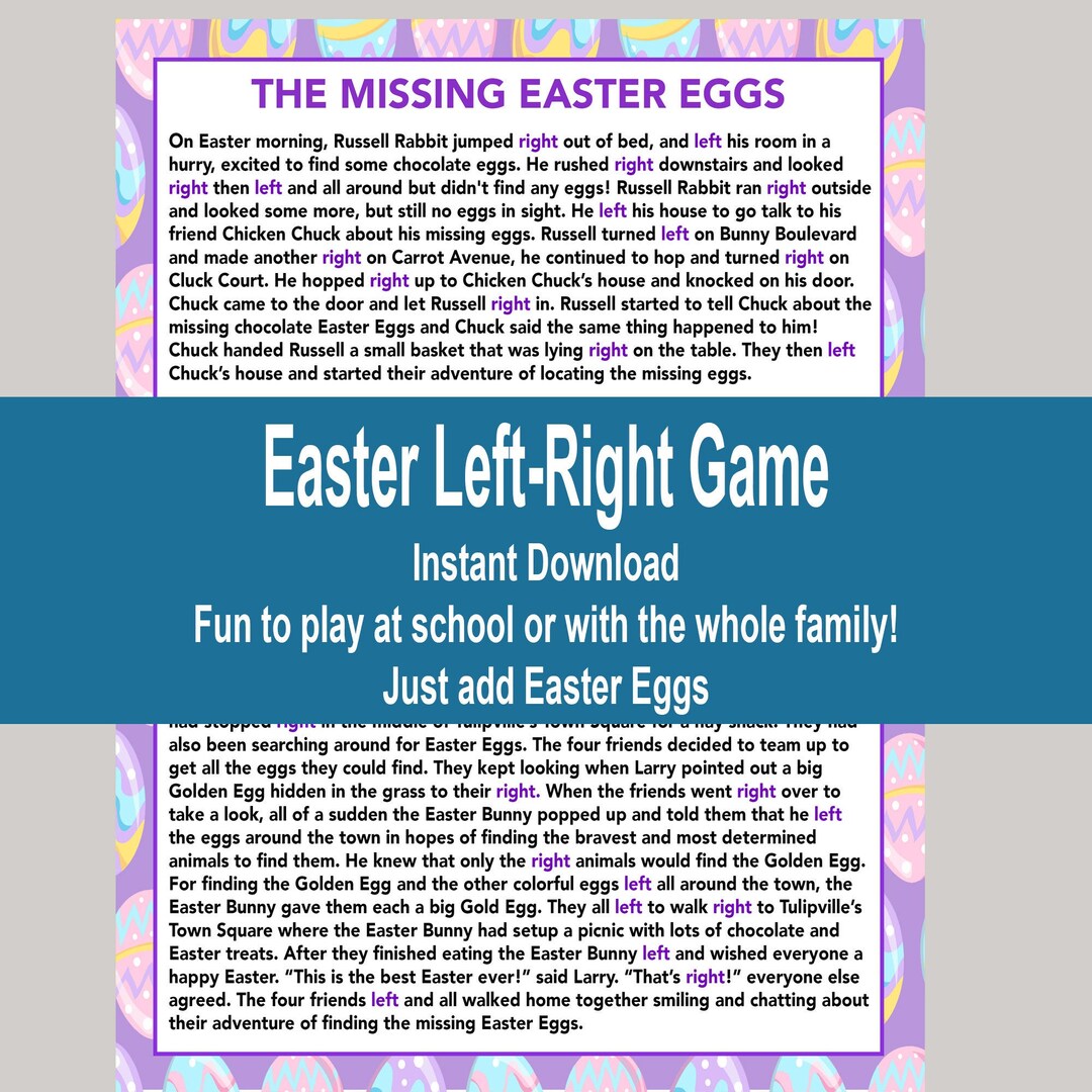 Easter Left-right Game, Easter Kids School Games, 2023 Easter Games ...
