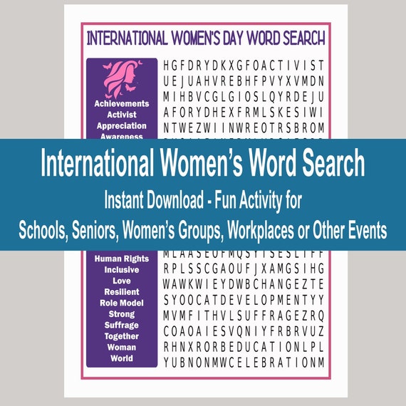 International Women's Day Word Search Women's History | Etsy