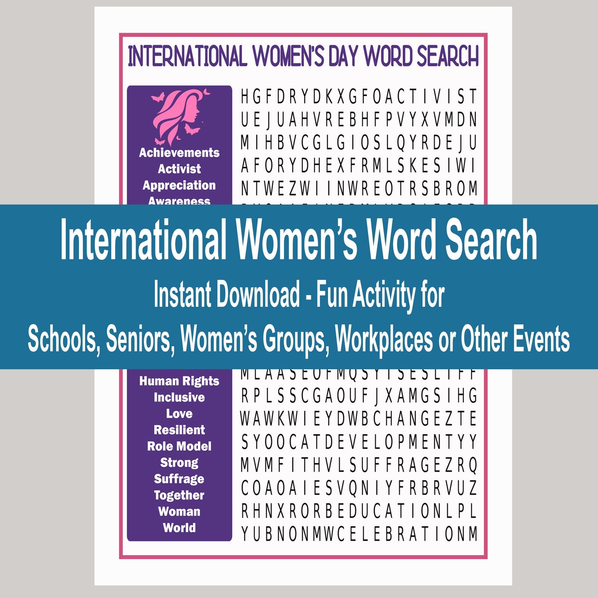 International Women's Day Word Search, Women's History Month School ...