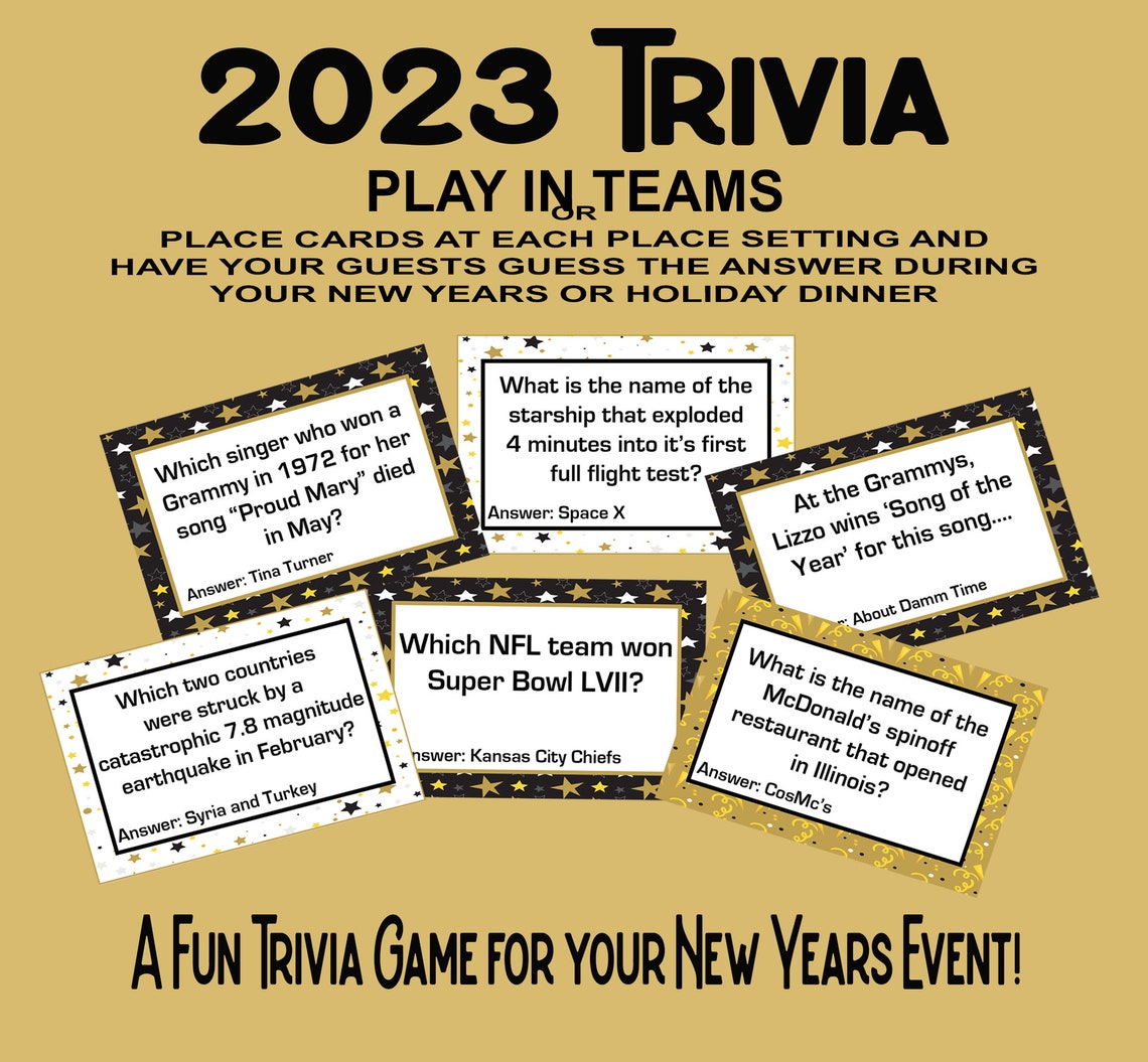 New Years Trivia Game, the Year in Review 2023, New Years Game for ...