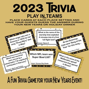 New Years Trivia Game, the Year in Review 2023, New Years Game for ...