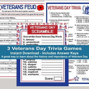 Veterans Day Trivia Games, Veterans Day Classroom Activities, Veterans ...