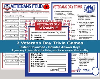 Veterans Day Games, Veterans Day Trivia, Veterans Day Classroom ...
