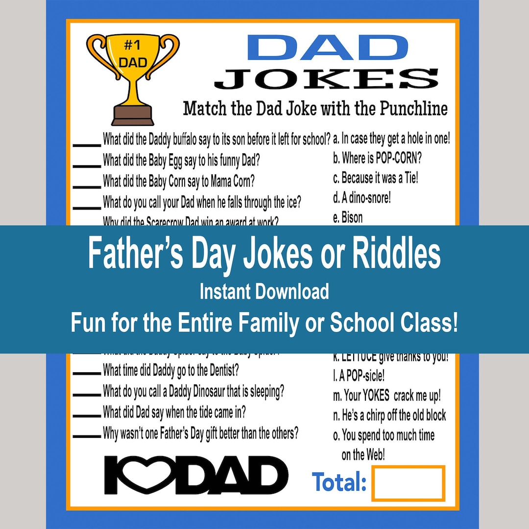 Father's Day Games, Dad Jokes or Riddles, Fathers Day Trivia, Class ...