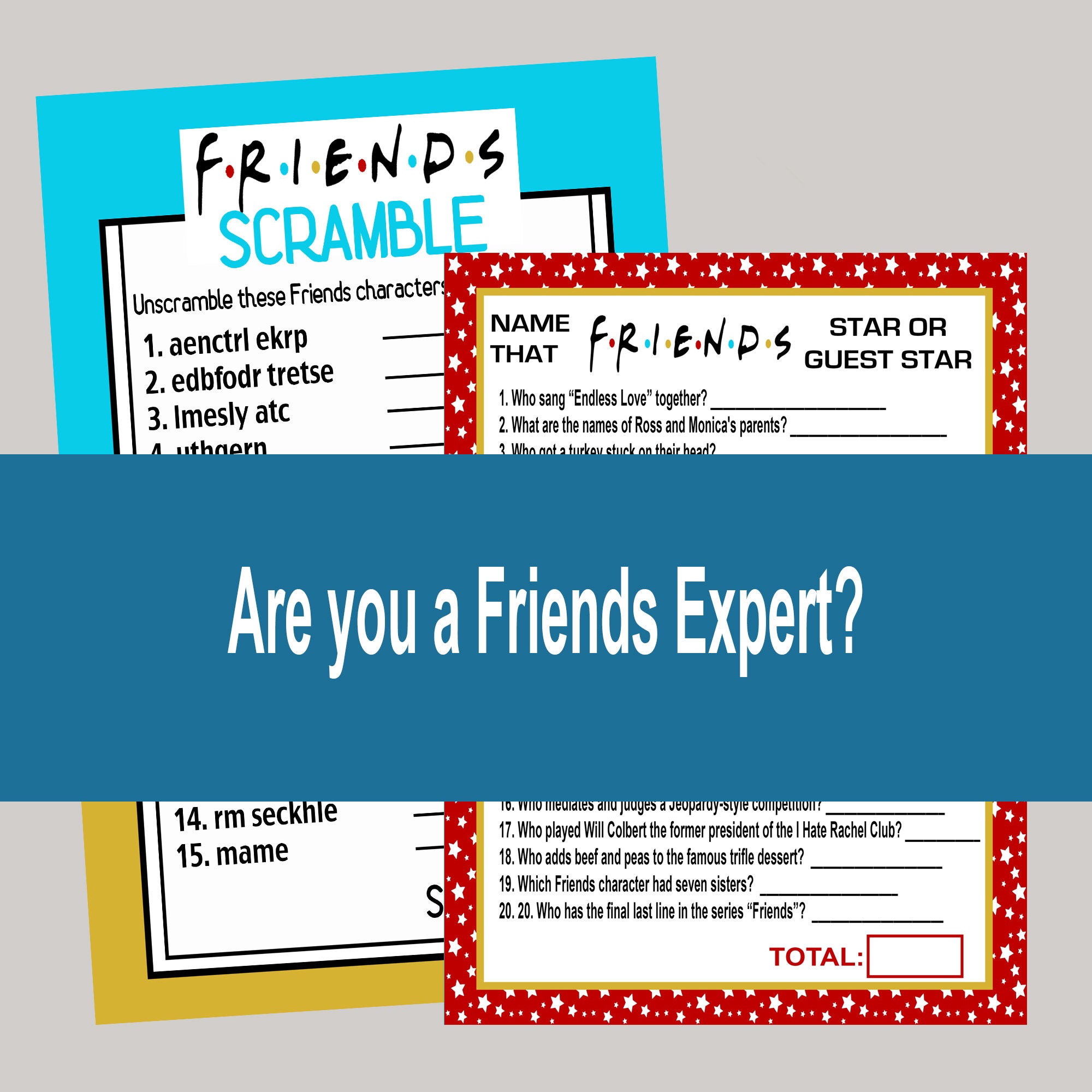 Friends TV Show Trivia, Friends Quiz, Friends Birthday Party, Friends ...