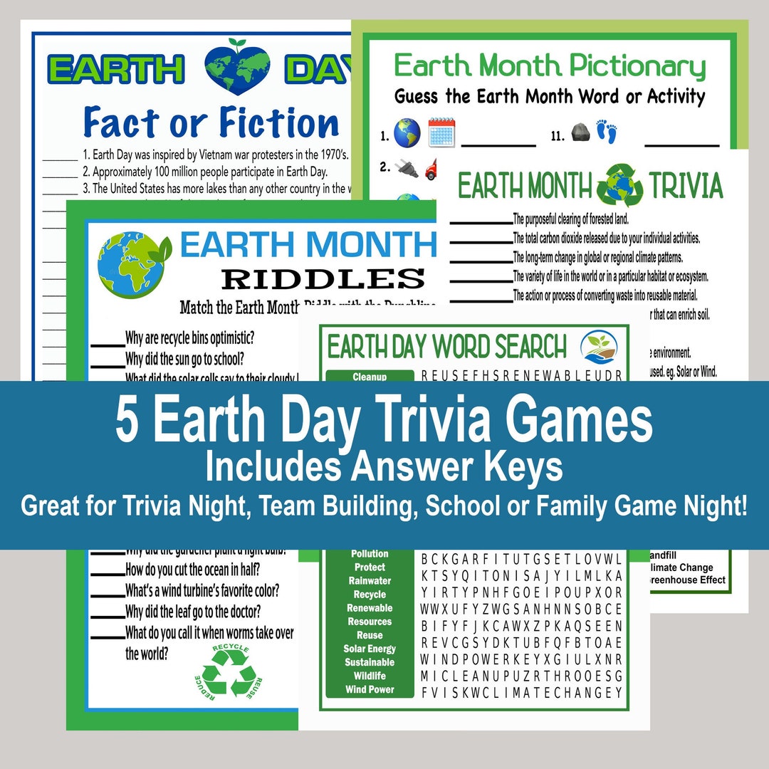 Earth Day Trivia Games, Printable Earth Day Quiz, Earth Day Emoji Quiz ...
