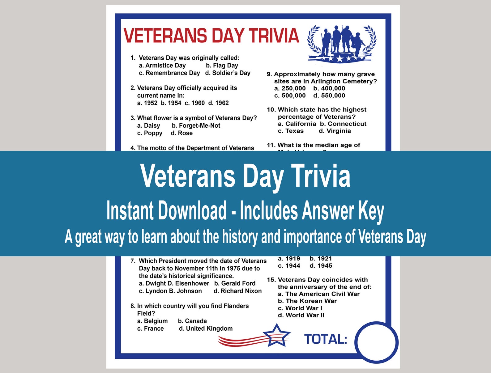 Veterans Day Trivia, Veterans Day Classroom Activities, Veterans Day ...
