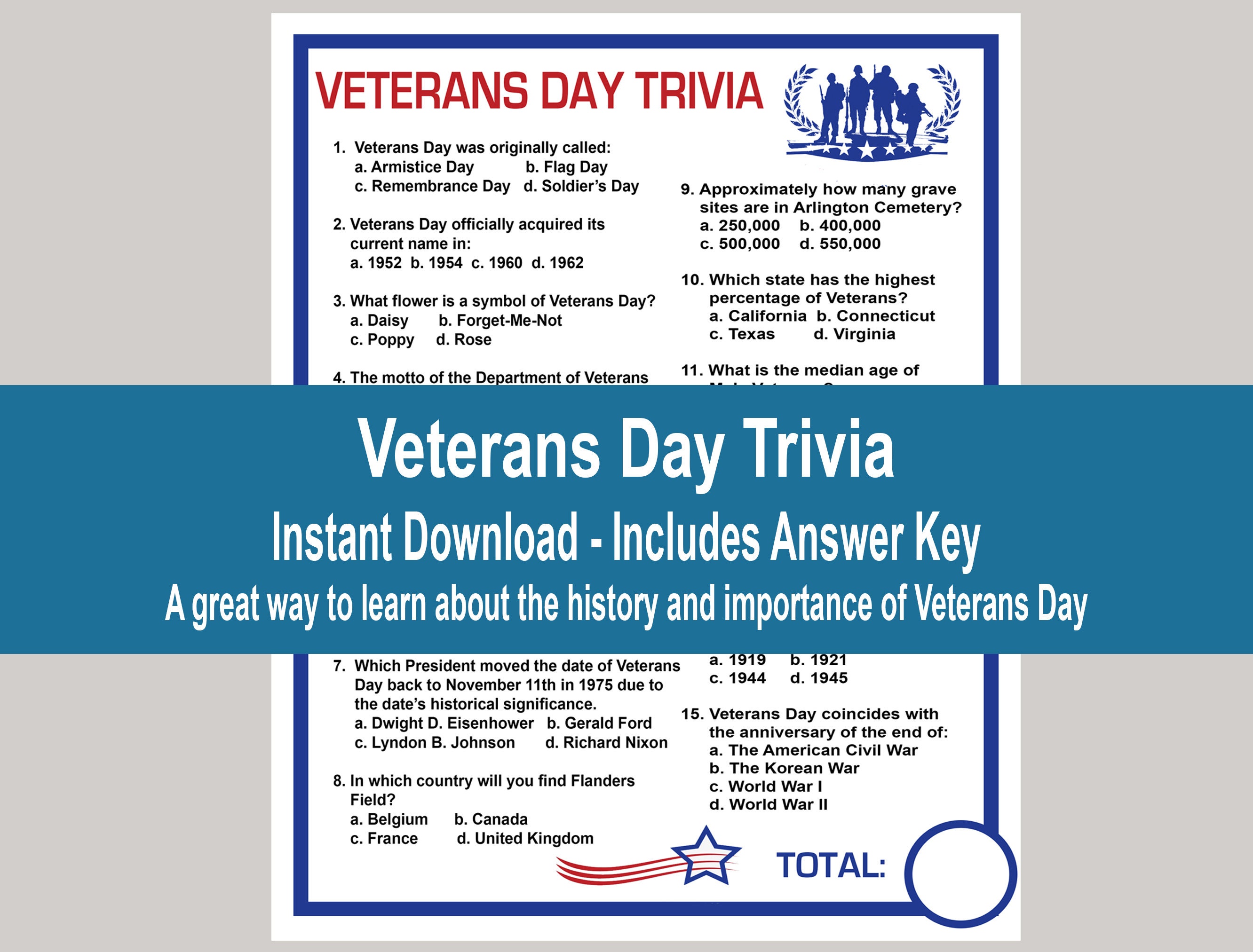 Veterans Day Trivia, Veterans Day Classroom Activities, Veterans Day ...