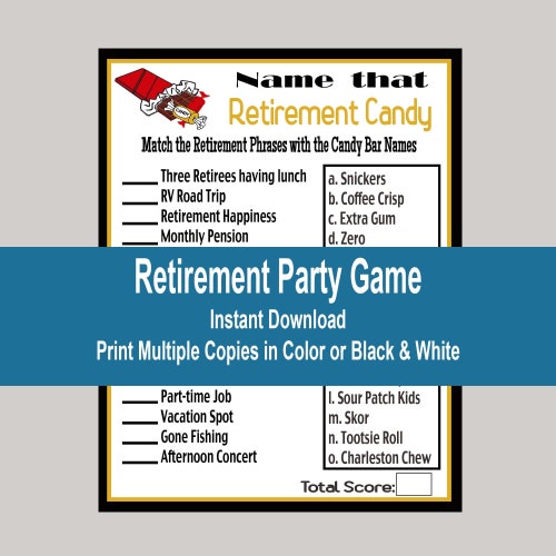 Retirement Trivia Candy Game Retirement Party Game Adult - Etsy