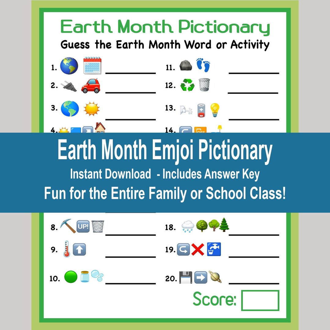Earth Month Game, Earth Month Emoji Pictionary, Earth Day Emoji Game ...