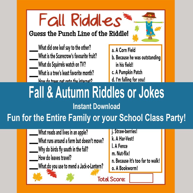 Fall Trivia Games, Fall Riddles Trivia, Autumn Jokes, Tween Trivia Game ...