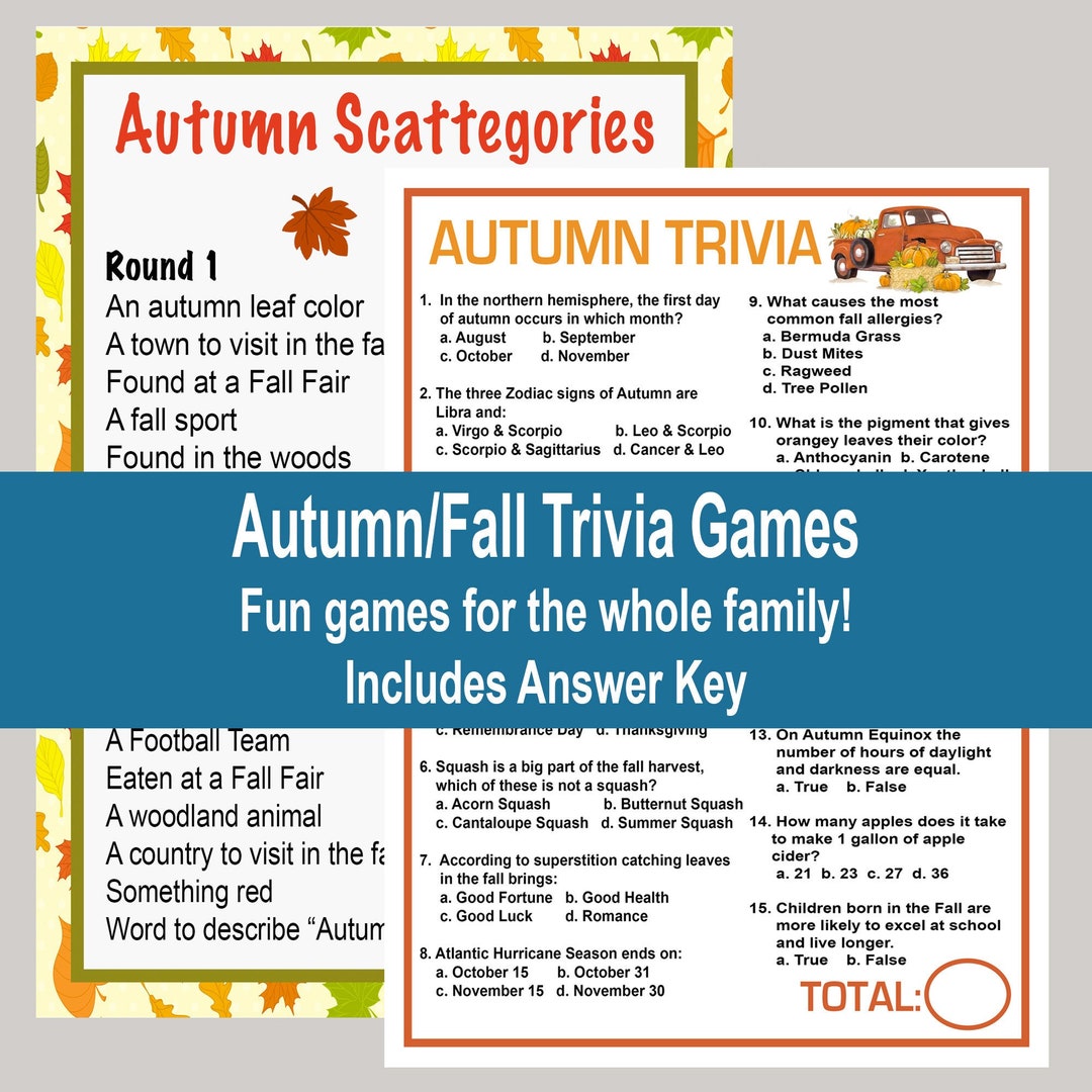 Fall Trivia Games, Autumn Trivia Games, Virtual Game, Zoom Game ...