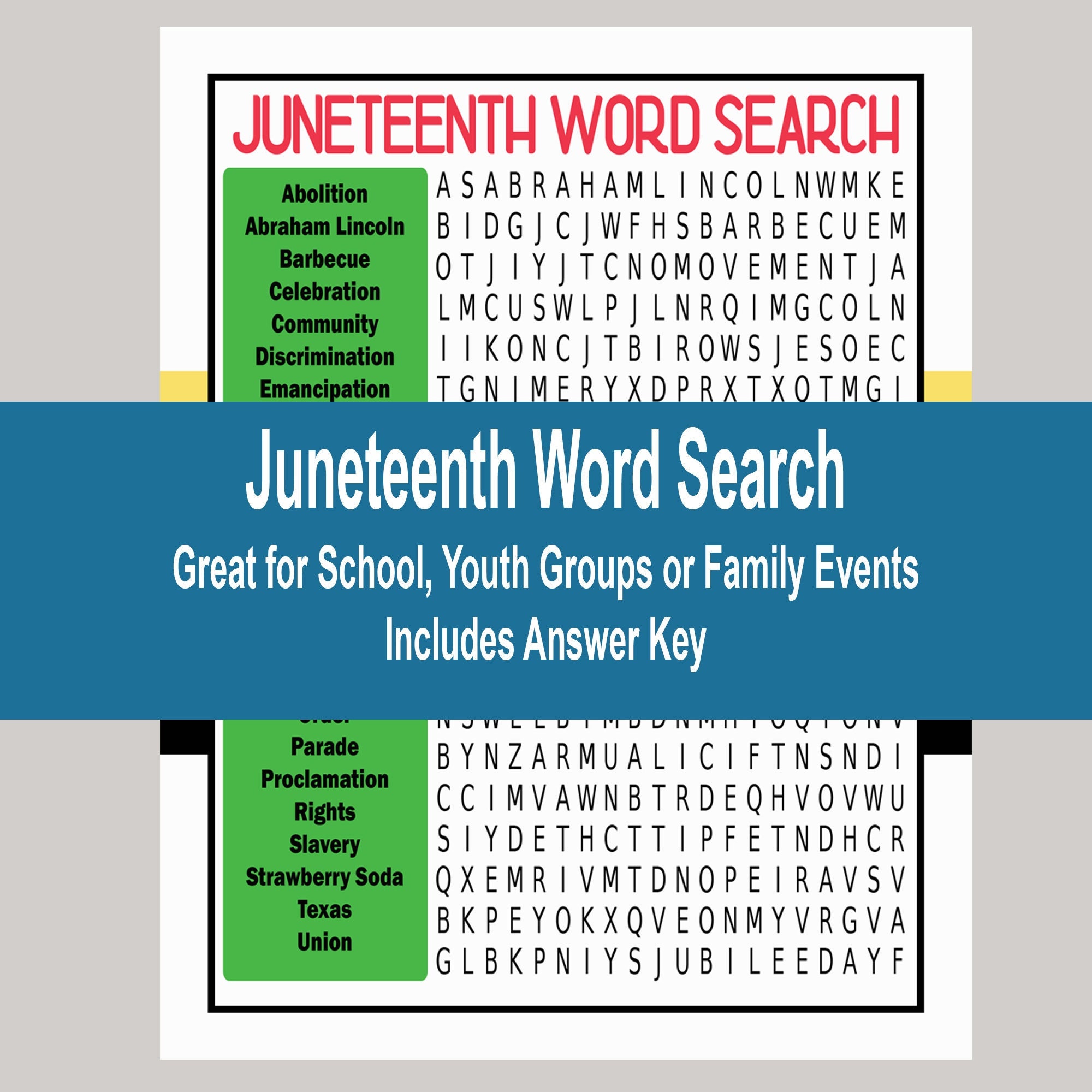 Juneteenth Word Search, Juneteenth School Activity, Juneteenth ...
