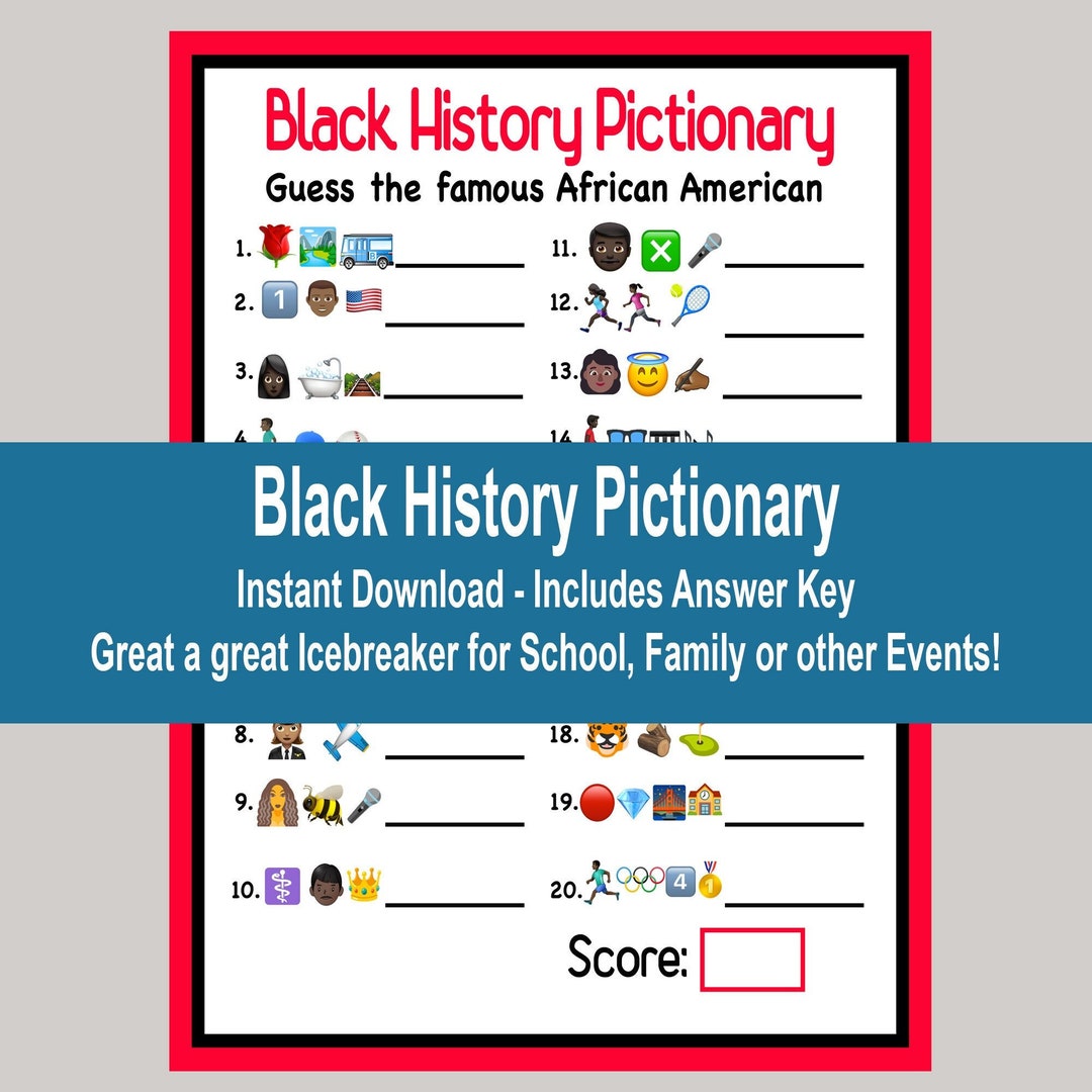 Black History Month Emoji Pictionary Game Black History Month - Etsy