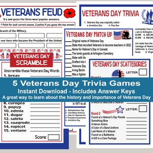 Veterans Day Games, Veterans Day Trivia, Veterans Day Classroom ...