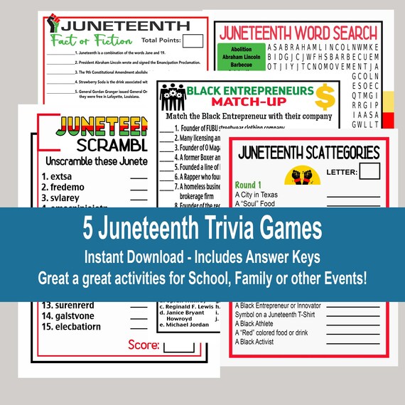 Juneteenth Trivia Games Juneteenth Activities Juneteenth - Etsy