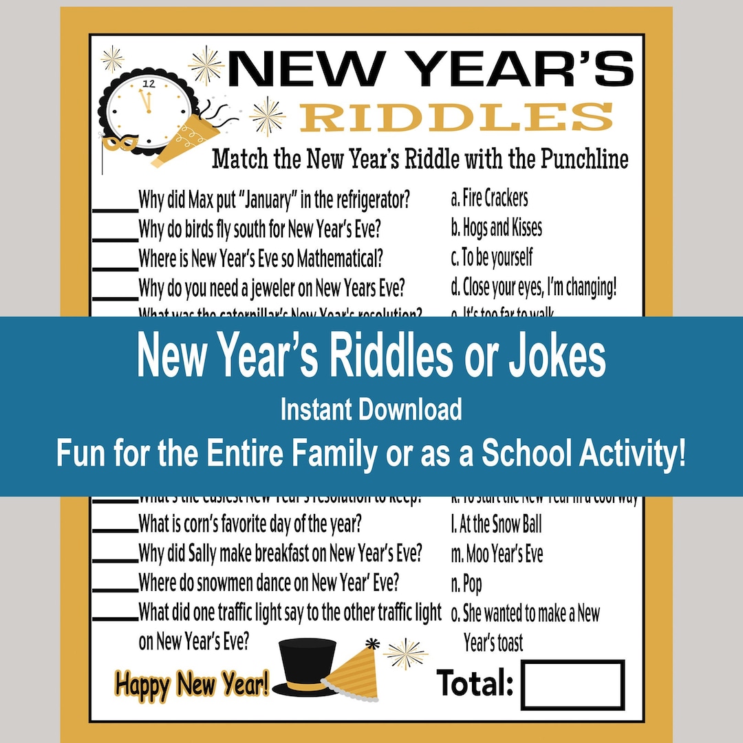 New Years Riddles Game, New Years Eve Game, 2021 New Years Jokes ...