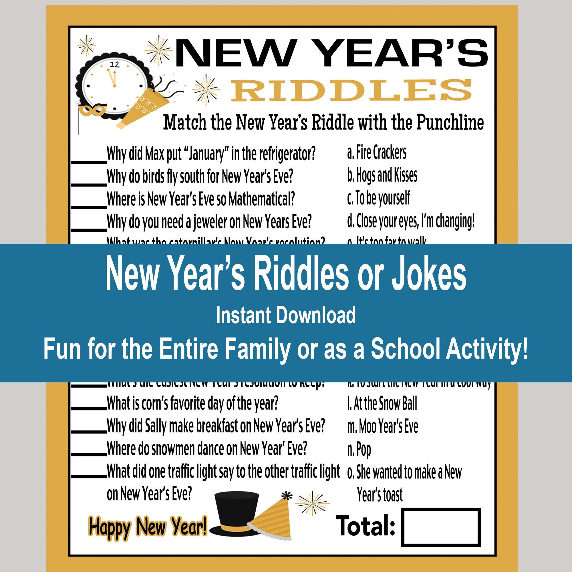 New Years Riddles Game, New Years Eve Game, 2021 New Years Jokes ...