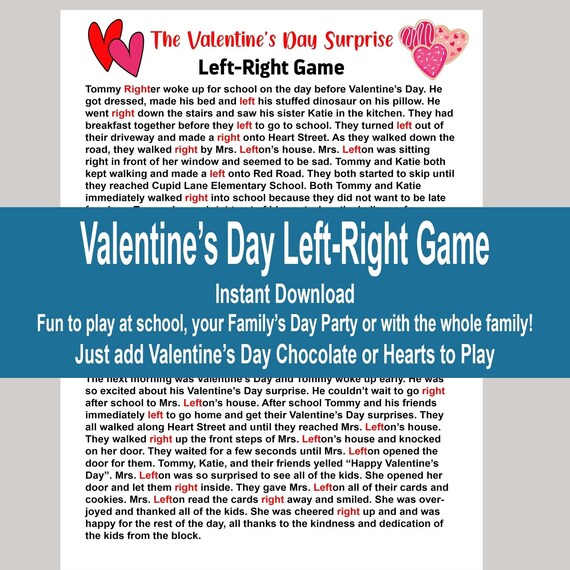 Valentine's Day Left-right Game Valentines School Games | Etsy
