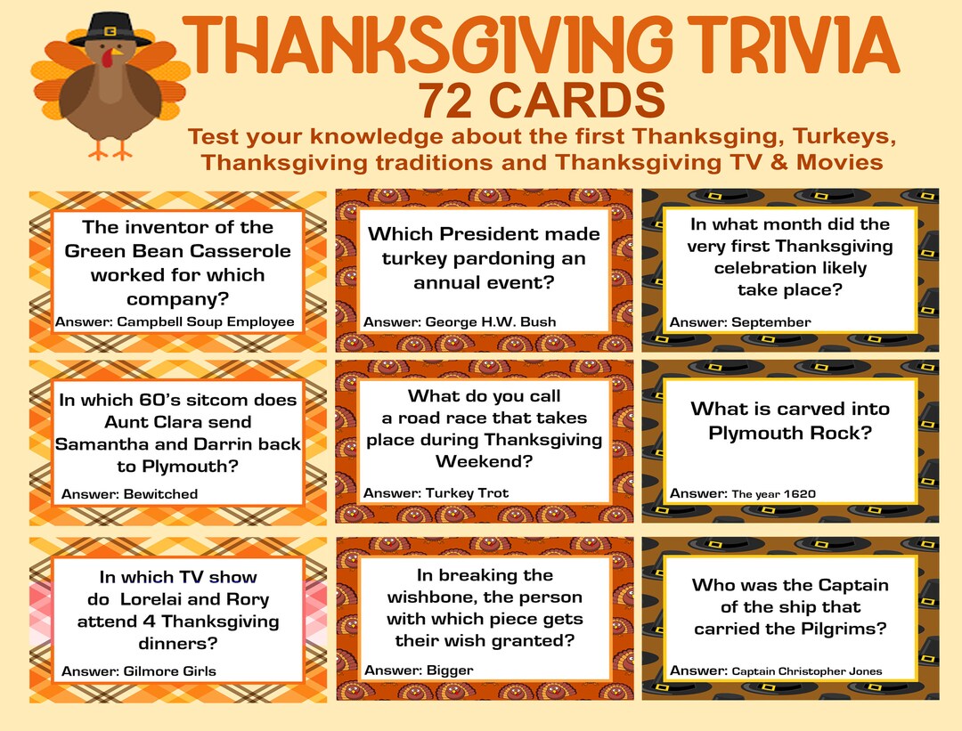 Thanksgiving Trivia Game, Thanksgiving Dinner Game, Thanksgiving ...