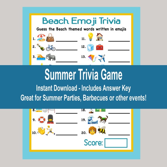 Summer Emoji Game Summer Pictionary Beach Pictionary Game | Etsy