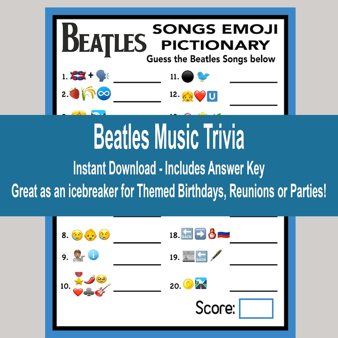 Beatles Trivia Games, Beatles Party Games, British Party Games, Beatles ...